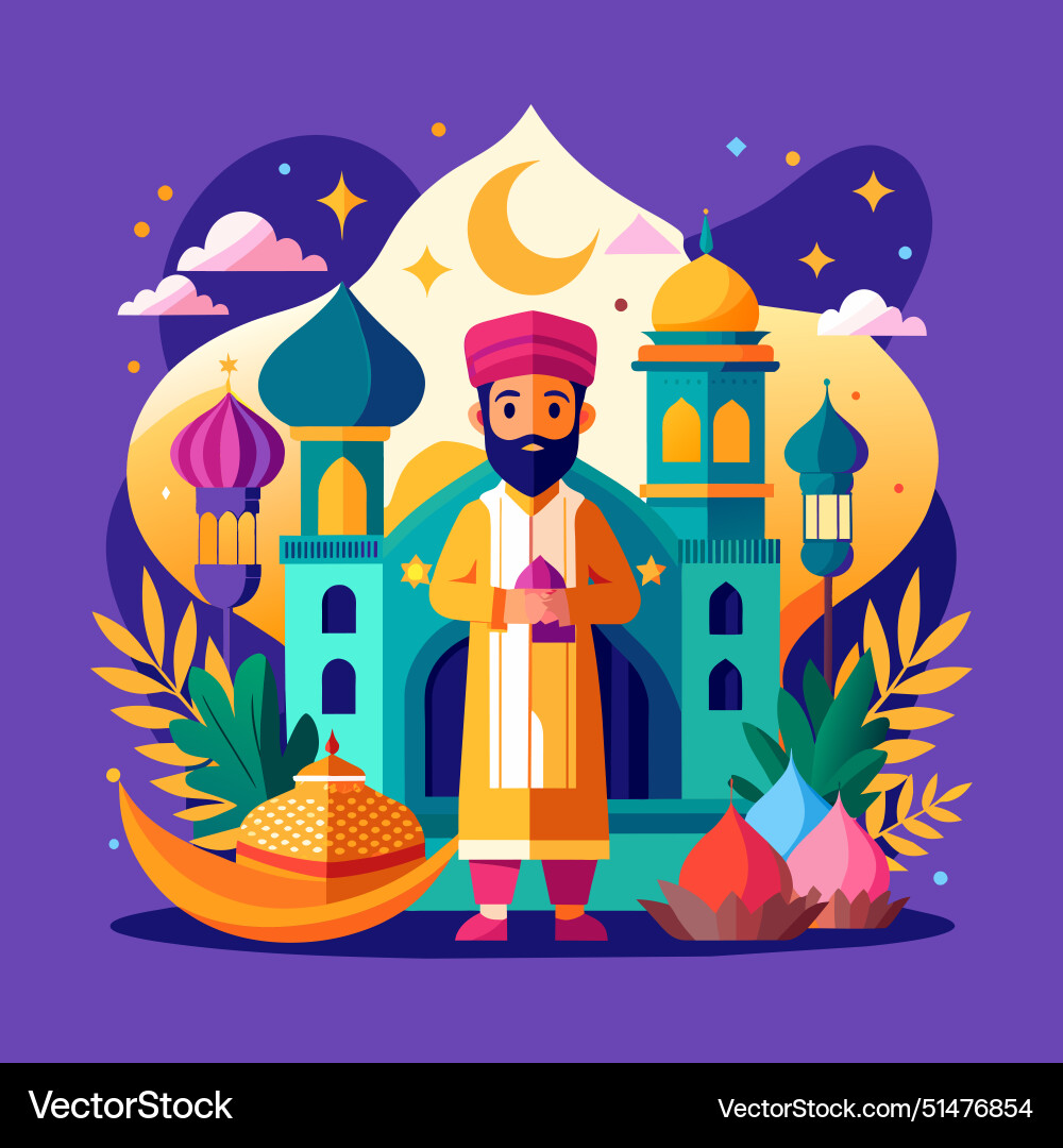 Flat for islamic ramadan celebration Royalty Free Vector