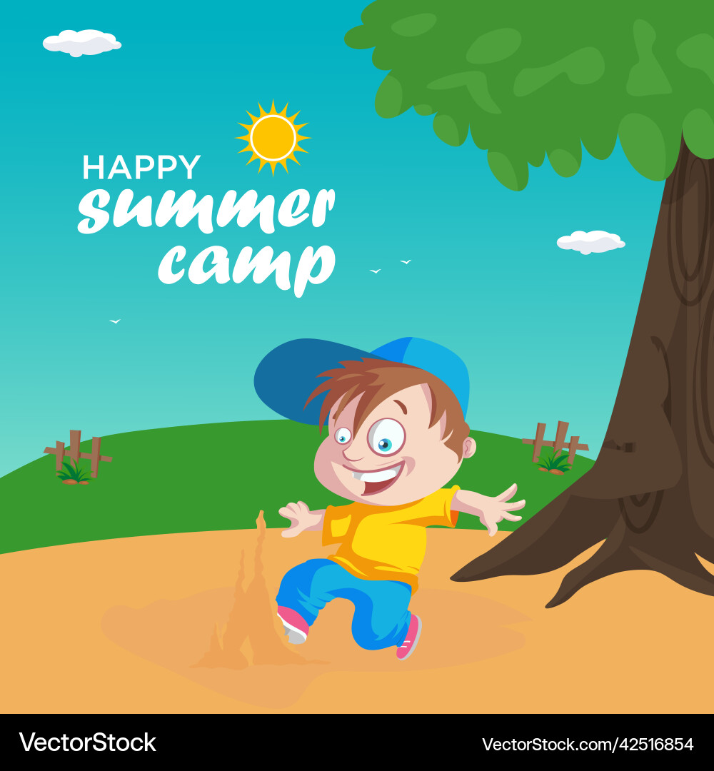 Happy summer camp banner design Royalty Free Vector Image
