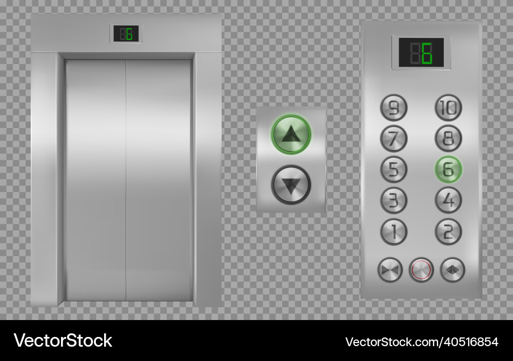 Realistic elevator cabin with closed doors lift Vector Image