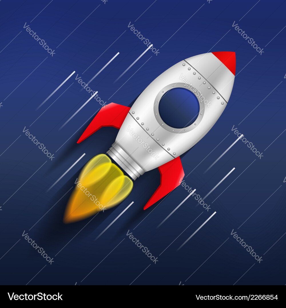 Rocket in space Royalty Free Vector Image - VectorStock