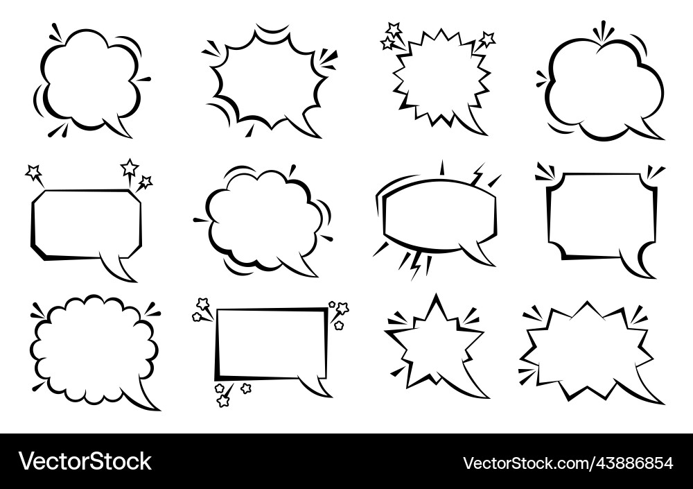 Speech bubble comic pop art dialog cloud frame set