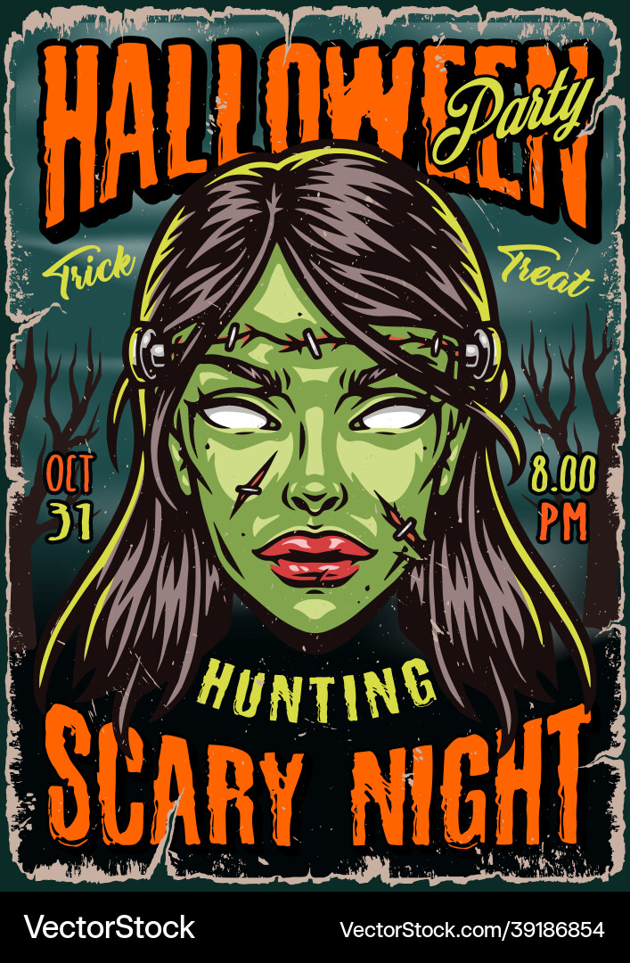 Spooky Halloween Zombie Poster Royalty Free Vector Image