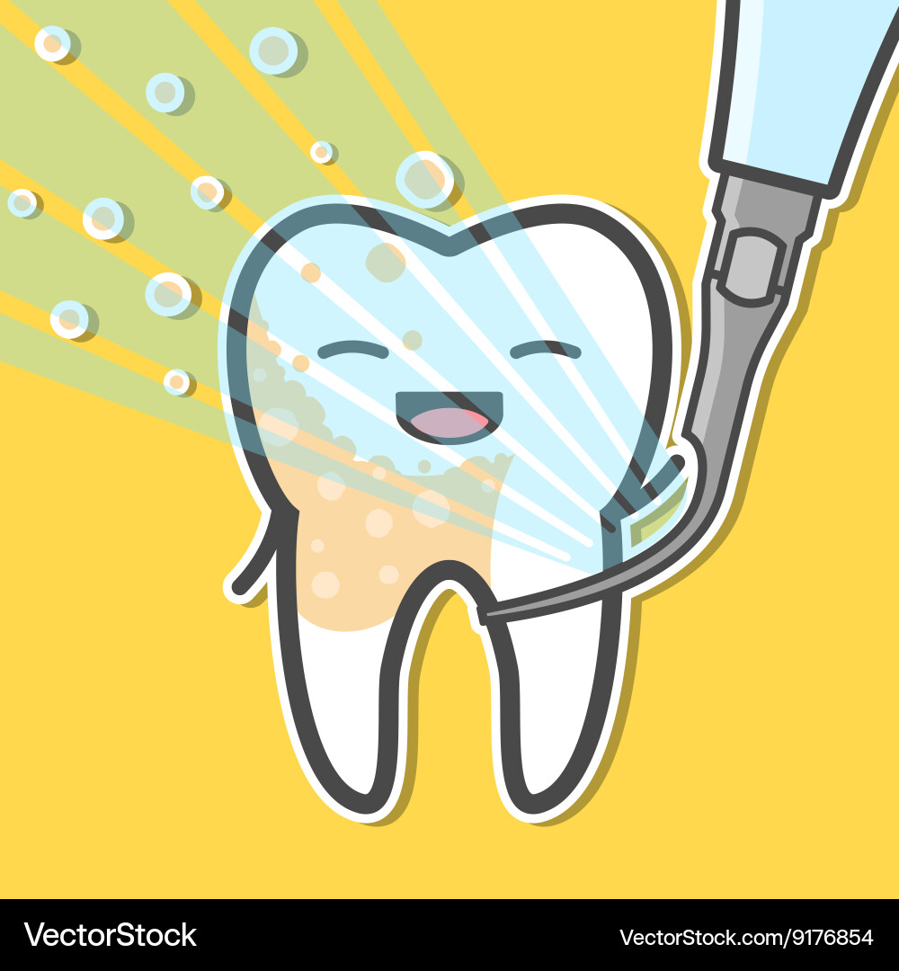 Ultrasonic scaler and tooth Royalty Free Vector Image