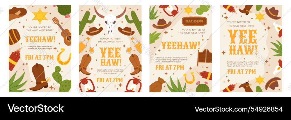 Wild West Party Invitation Templates Royalty Free Vector