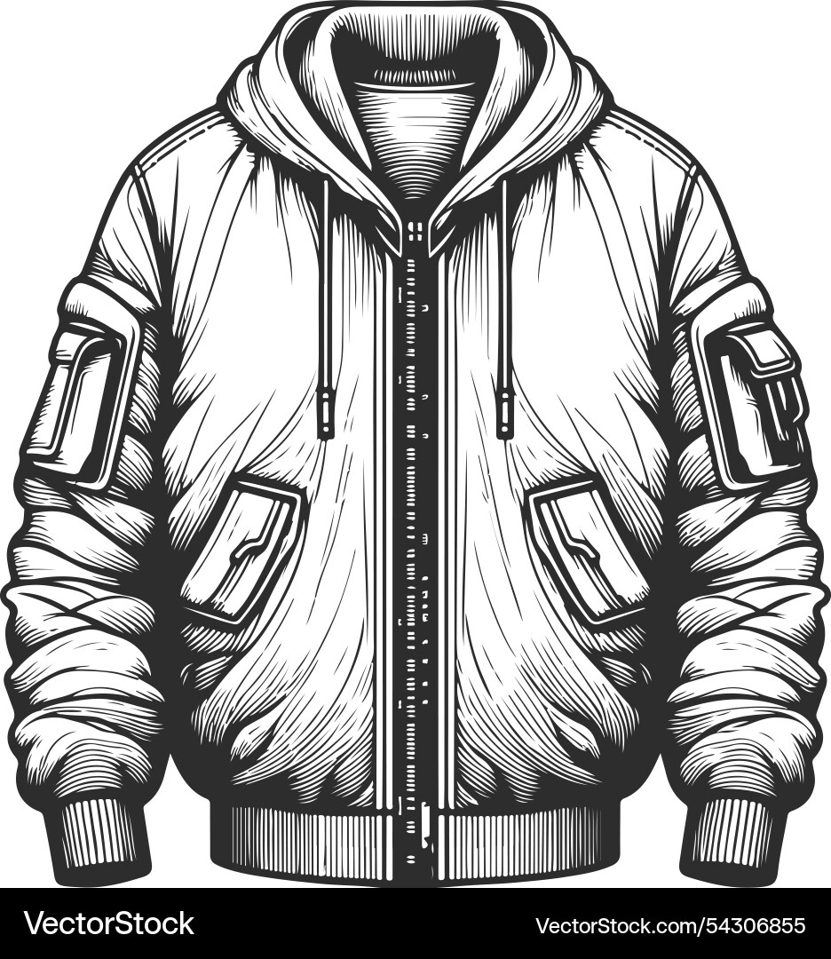 Bomber jacket art sketch fashion drawing template Vector Image