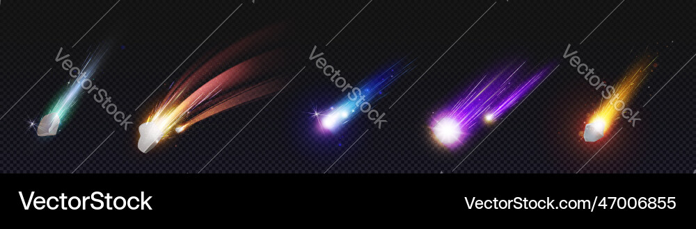 Comet and meteoroid fall speed trail galaxy Vector Image
