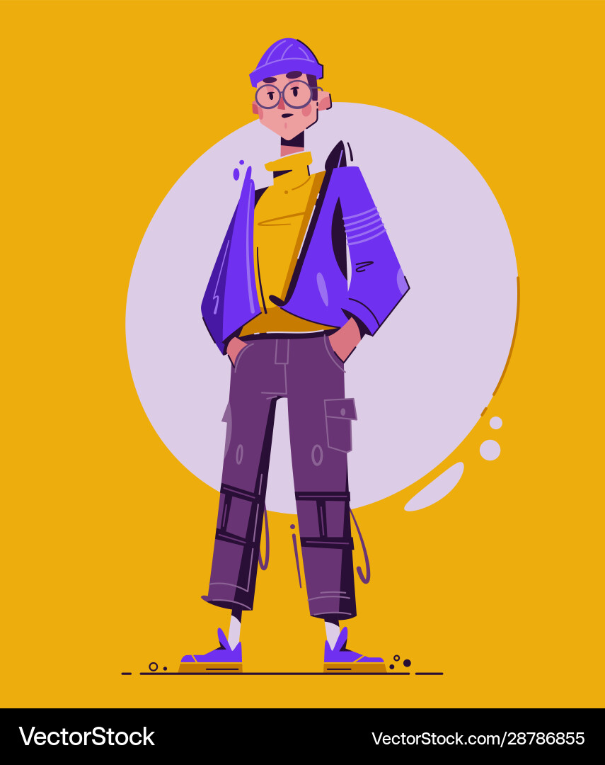 Fashionable guy character design cartoon Vector Image