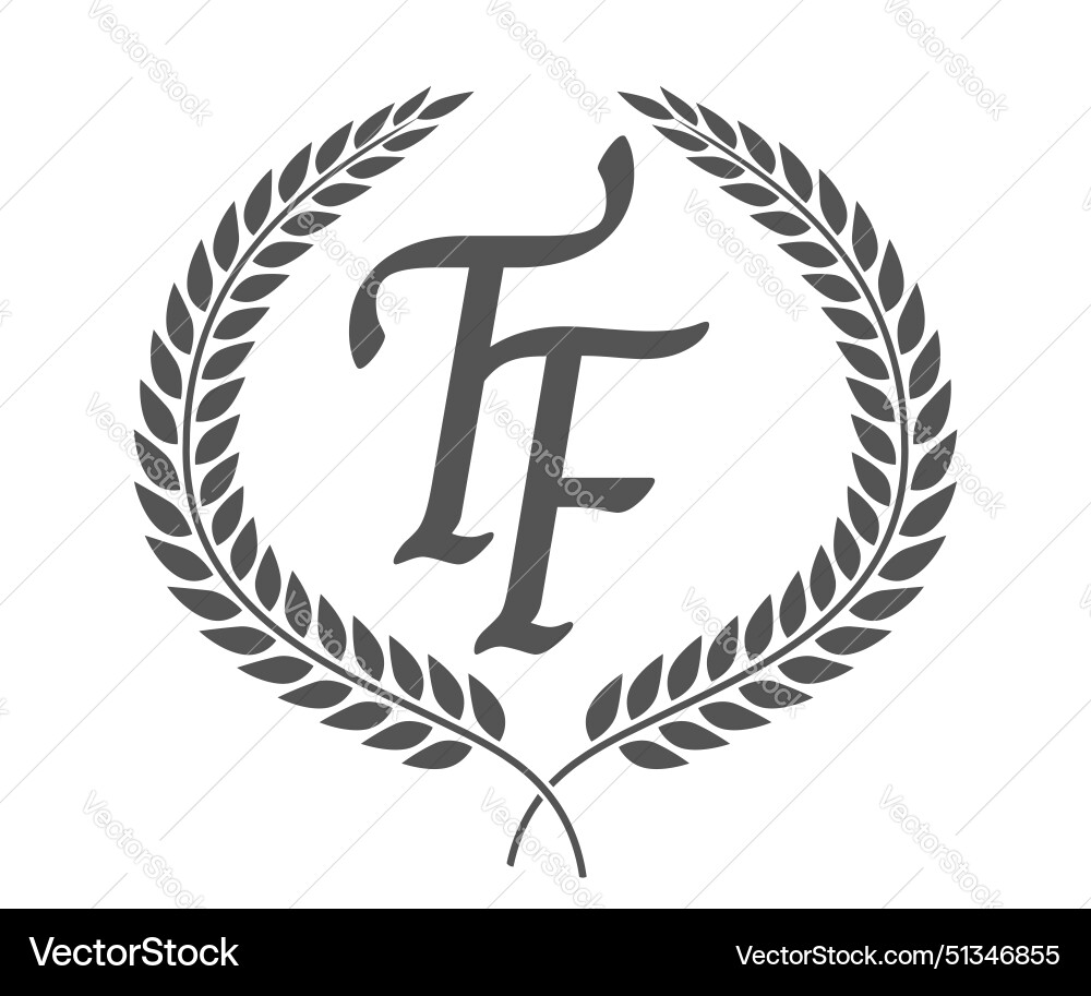 Initial letter t and f tf monogram logo design Vector Image