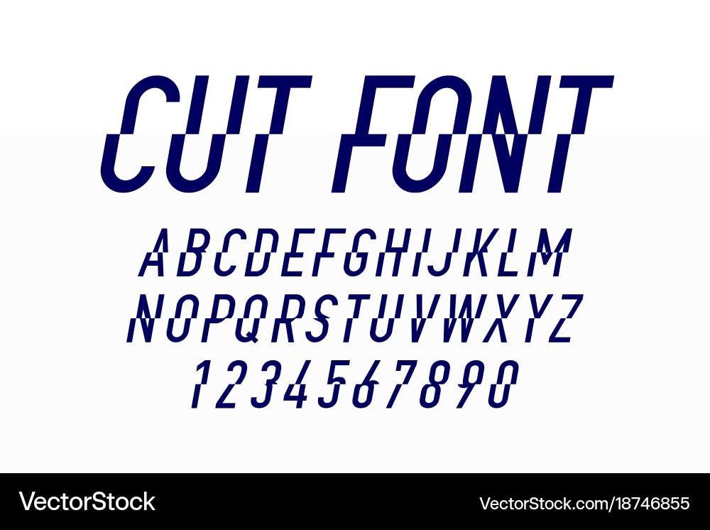 Modern style cut font design alphabet and numbers Vector Image