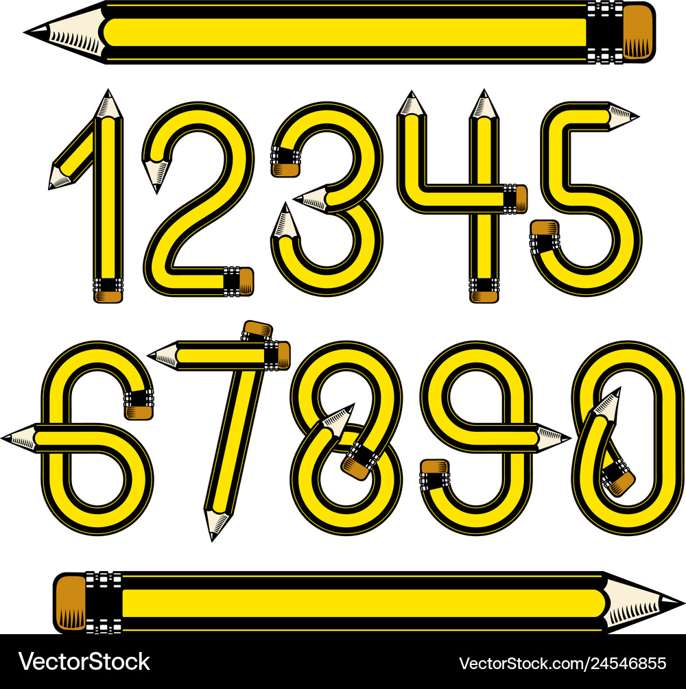 Numbers with Pencils - Office Tools – Royalty-Free Vector | VectorStock