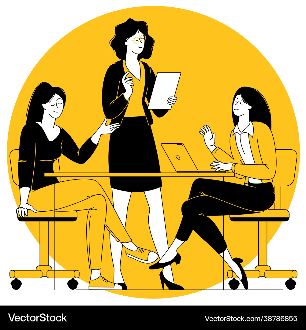 Office scene women business team Royalty Free Vector Image