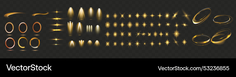 Set of lighting effects effect beam sparkle Vector Image