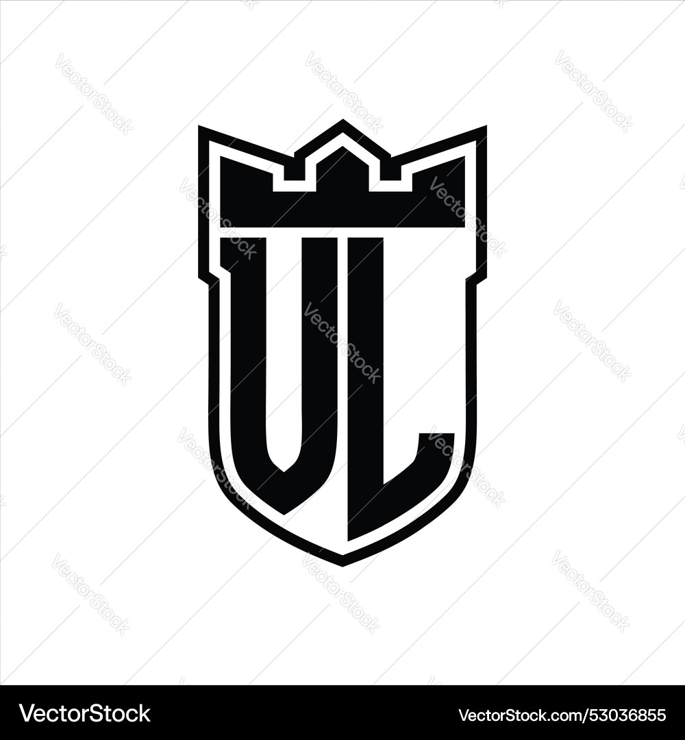 Vl logo shield shape with geometric crown inside Vector Image