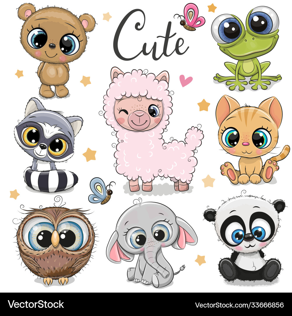 Cartoon animals on a white background Royalty Free Vector