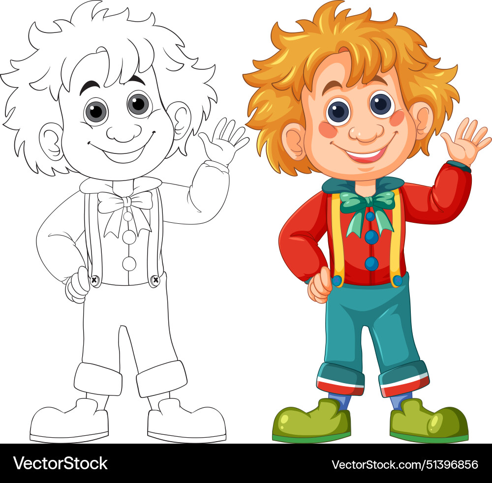 Cheerful clown waving with a smile Royalty Free Vector Image