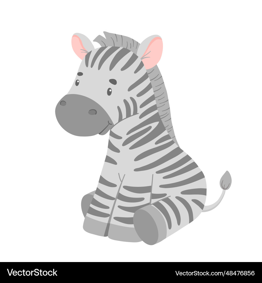 Cute sitting zebra cartoon for kids Royalty Free Vector