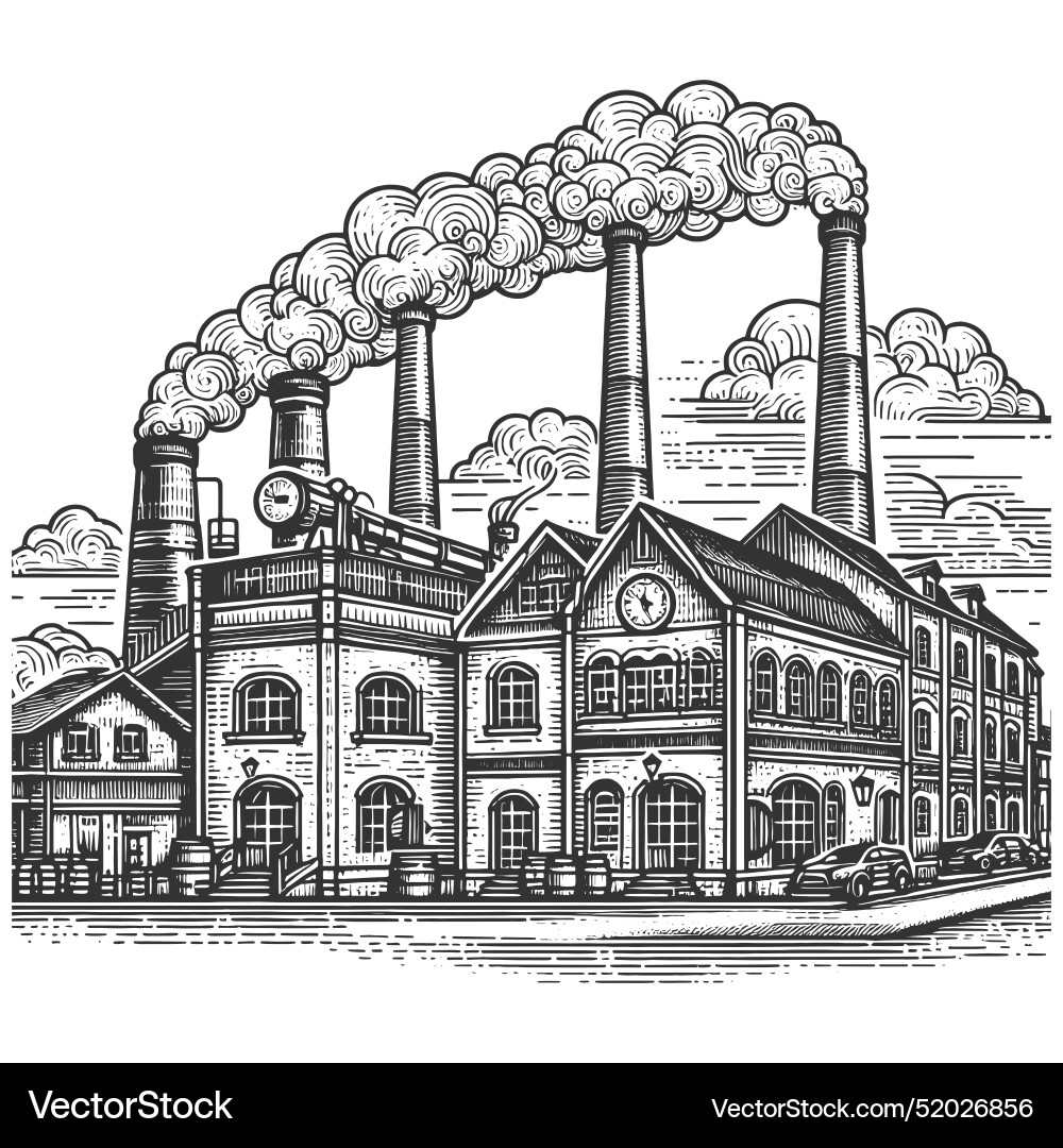 Industrial factory engraving Royalty Free Vector Image