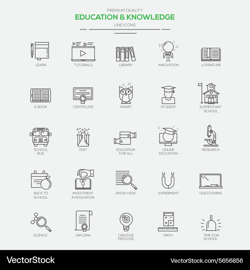 Line Icons - Education & Knowledge Royalty Free Vector