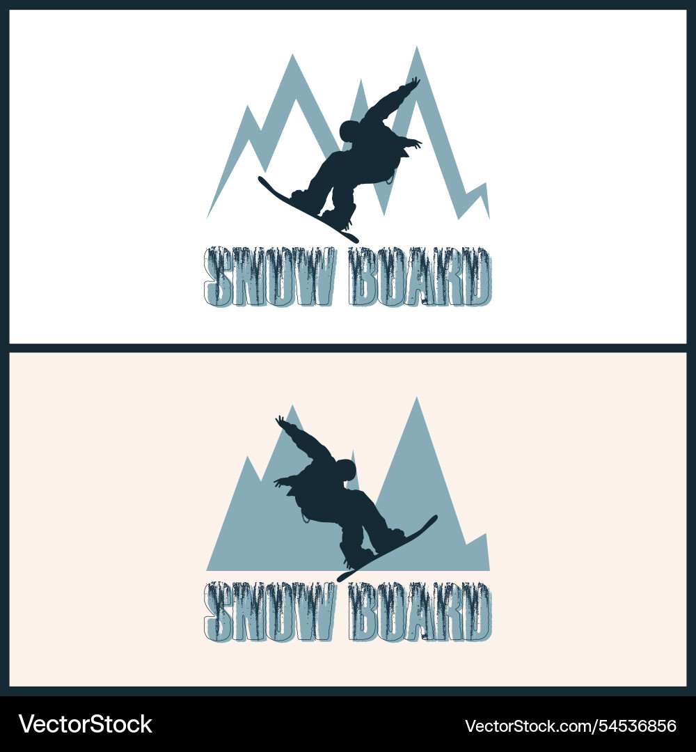 Snowboarding mountain ski silhouette logo design Vector Image