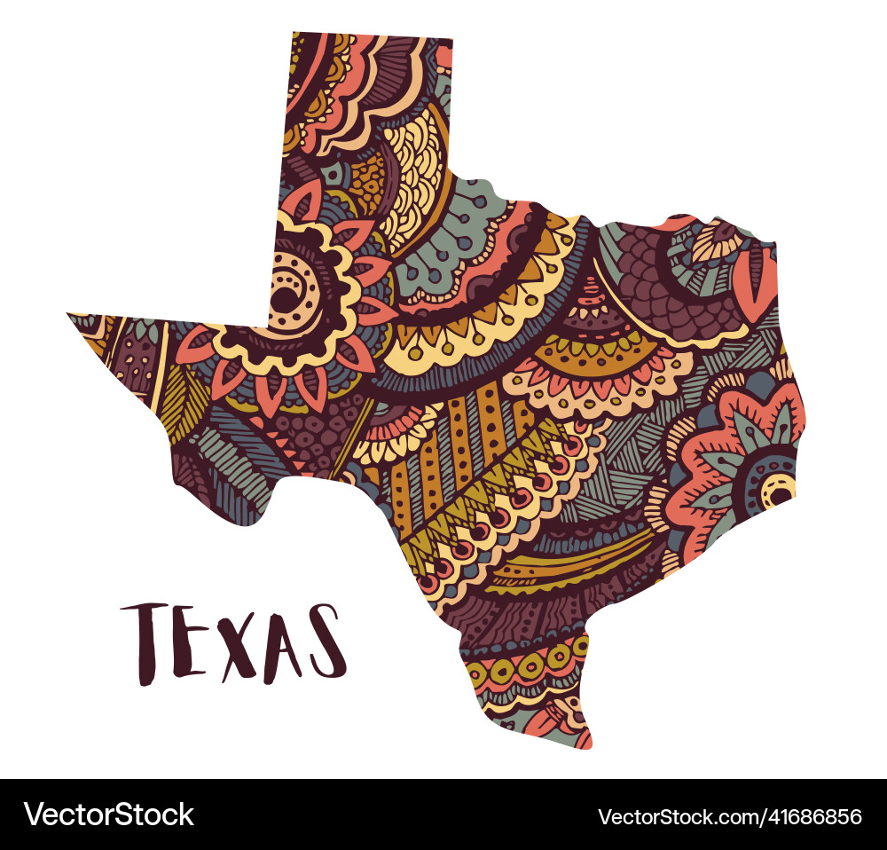 Stylized map of the state texas Royalty Free Vector Image