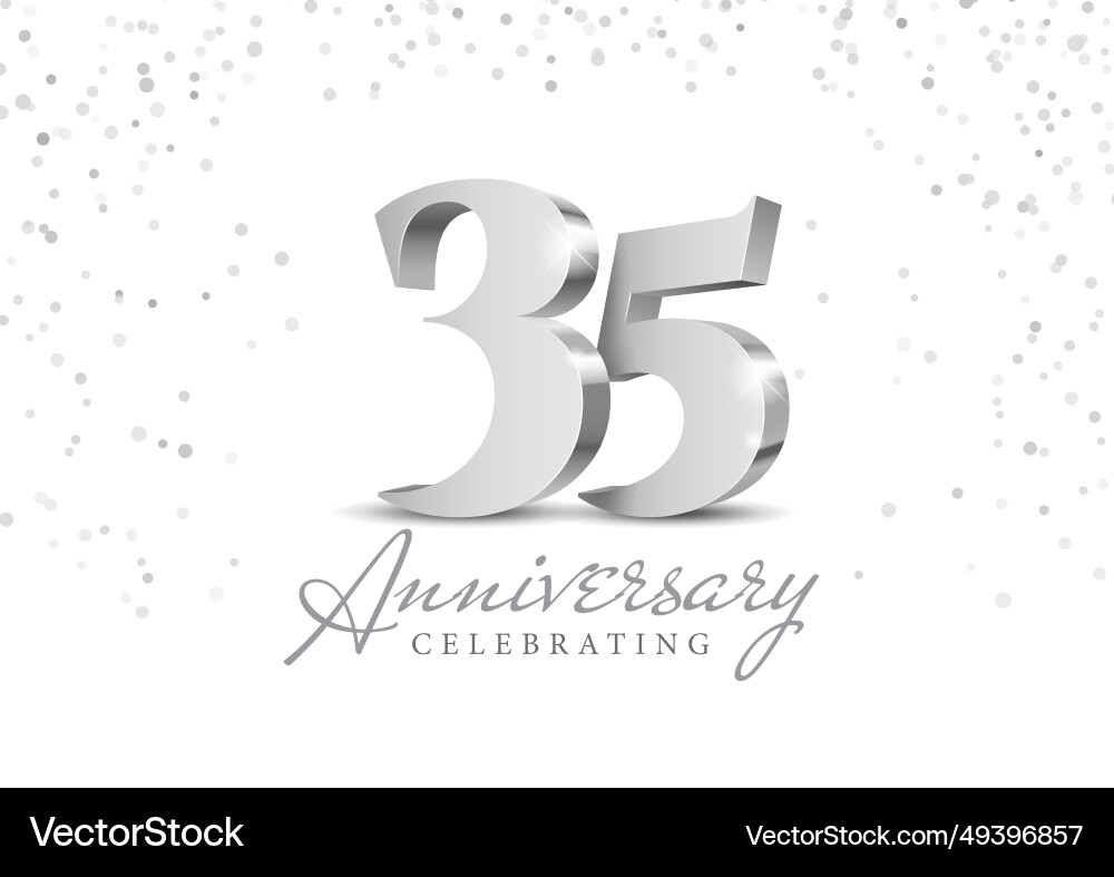 Anniversary 35 silver 3d numbers Royalty Free Vector Image