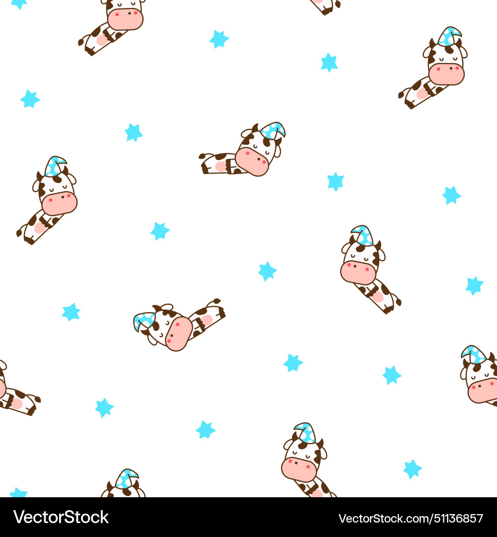 Beautiful cow cartoon character seamless pattern Vector Image