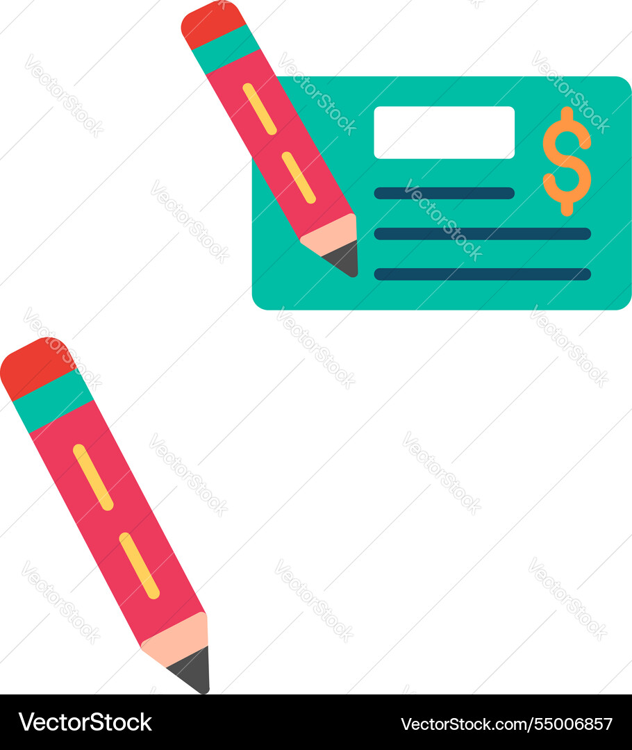 Checkbook flat icon design Royalty Free Vector Image