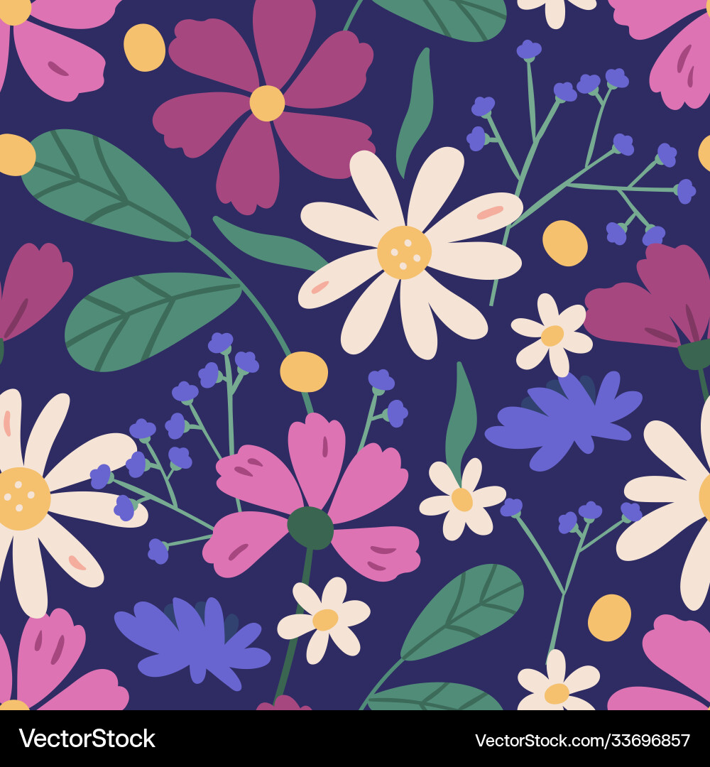 Colorful floral seamless pattern endless natural Vector Image