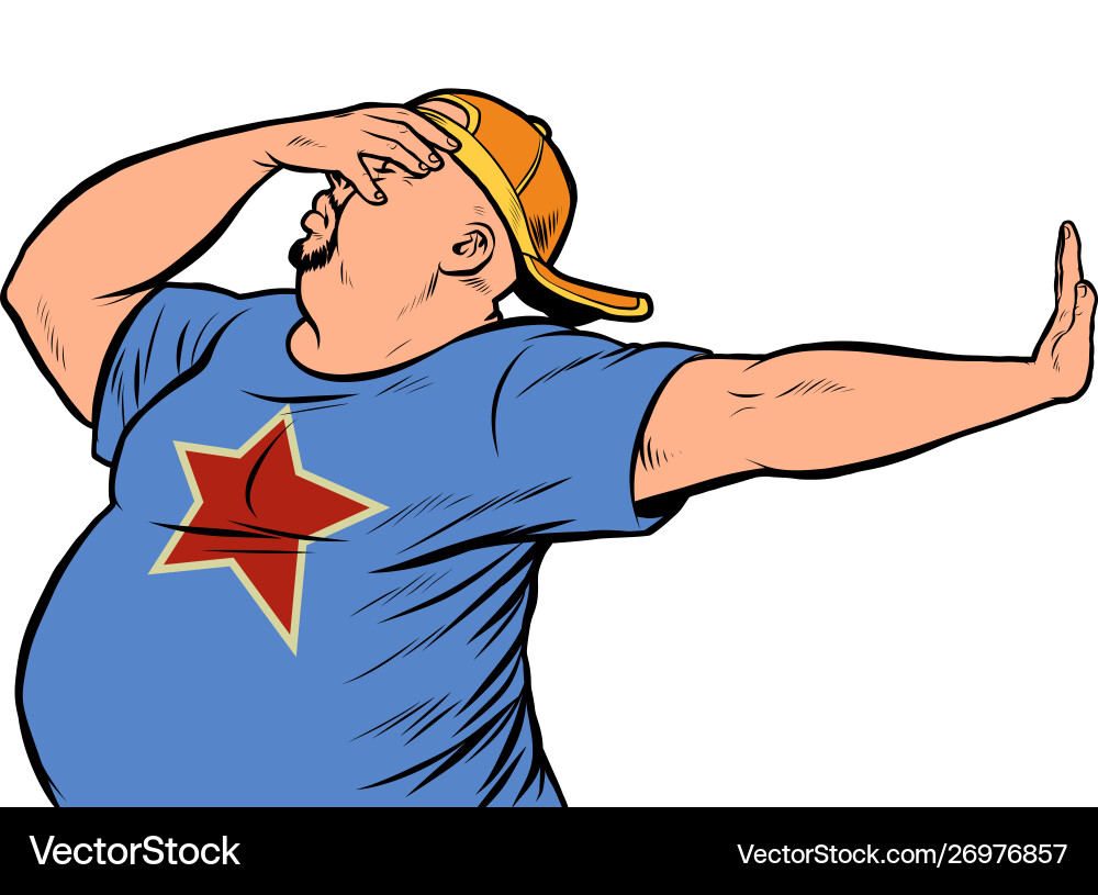 Fat man gesture no shame Royalty Free Vector Image
