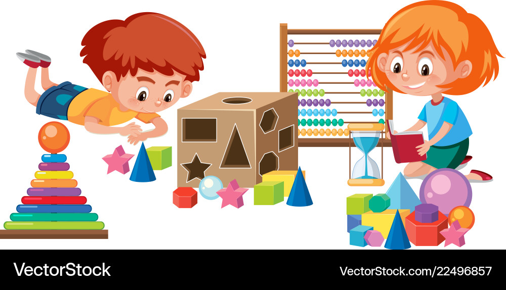Kids playing with math toy Royalty Free Vector Image
