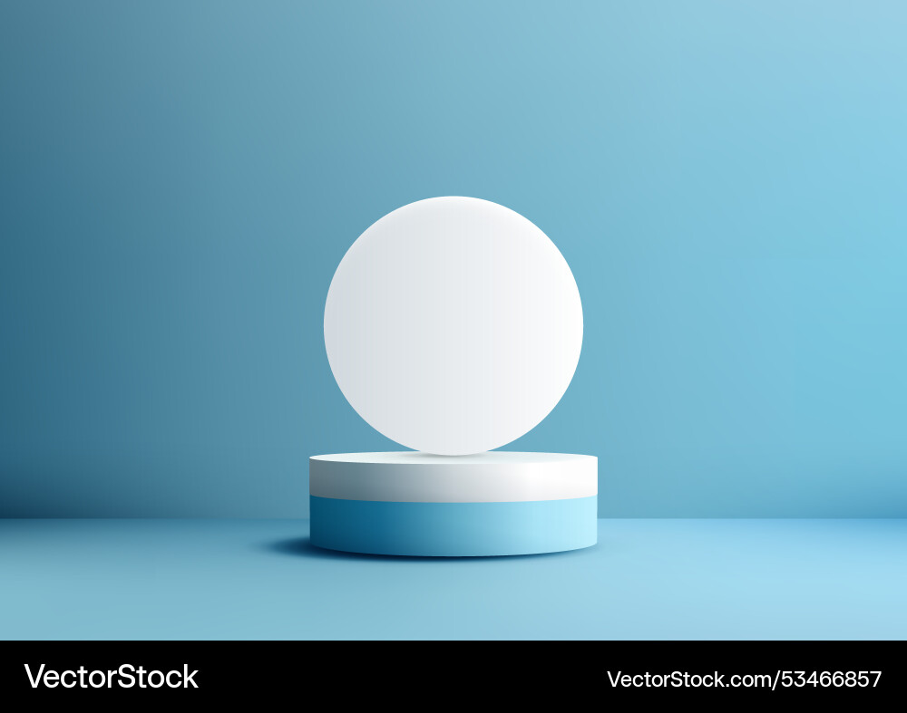 Minimalist 3d white circular platform with blue Vector Image