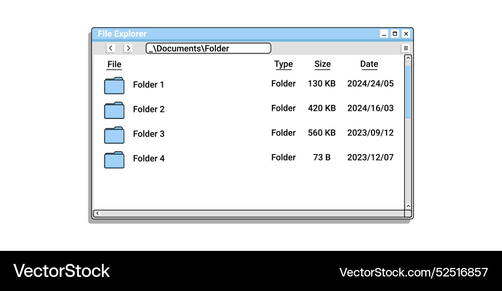 Old file explorer in blue color with folder Vector Image