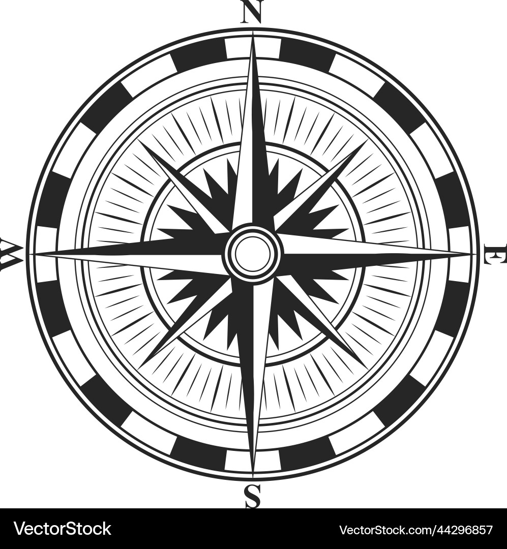 Retro wind rose symbol old nautical compass Vector Image