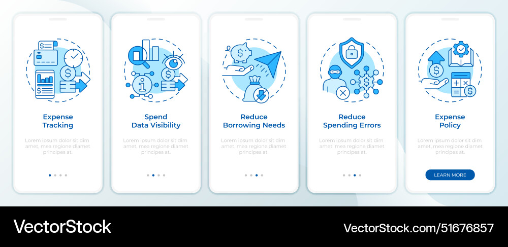 Spend organization benefits blue onboarding Vector Image