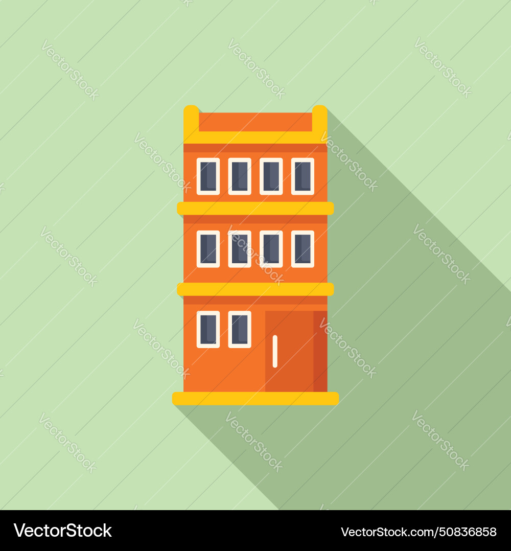 Block multistory building icon flat gym Royalty Free Vector