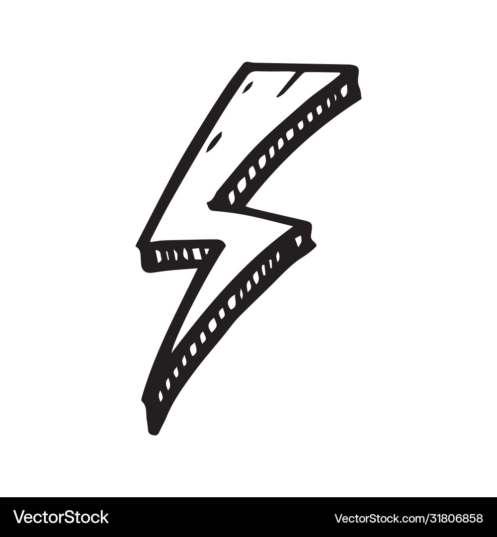 Hand gezeichnete Doodle-Elektro-Blitz-Symbol Vektorbild