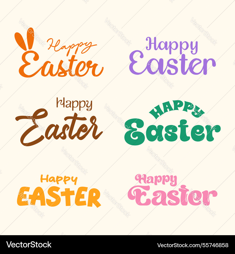 Happy easter typography set Royalty Free Vector Image