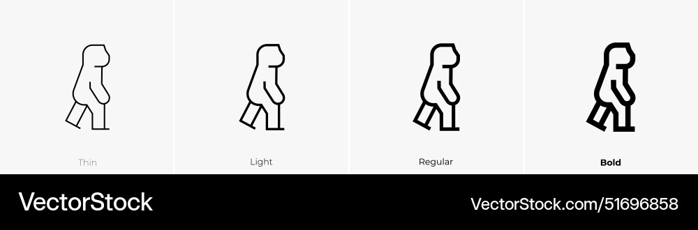 Homo erectus icon thin light regular and bold Vector Image