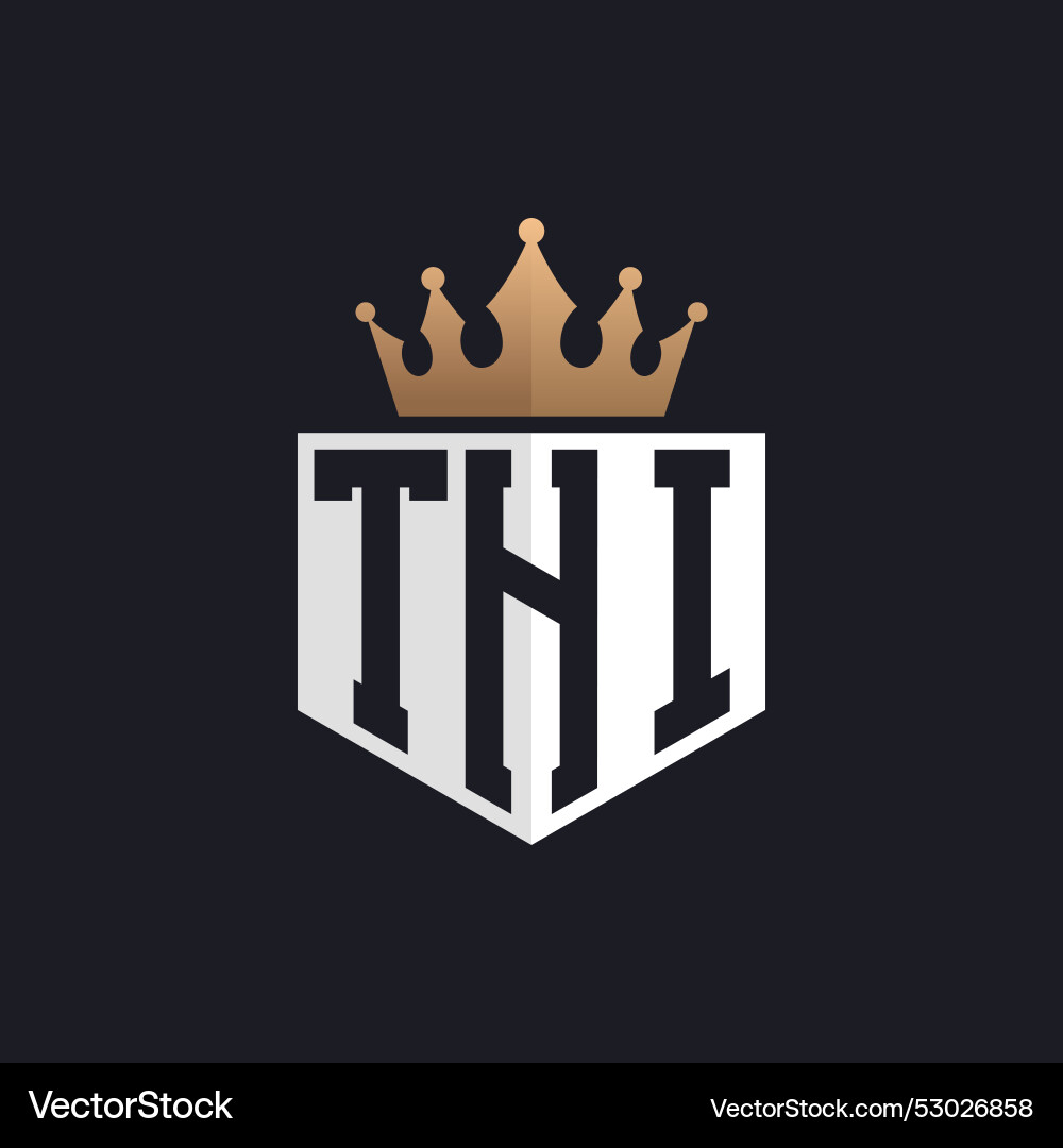 Luxury THI Monogram Logo with Crown Royalty Free Vector