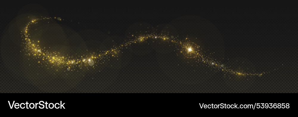 Magic gold dust trail with star shaped sparkles Vector Image