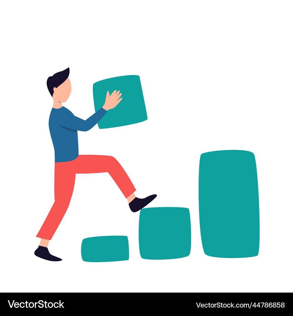 Man builds a graph Royalty Free Vector Image - VectorStock