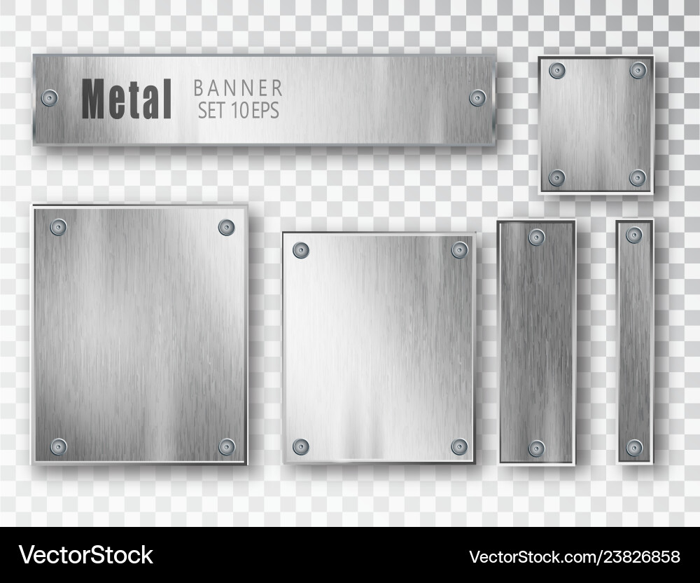 Metal Banners Collection - Realistic Royalty Free Vector