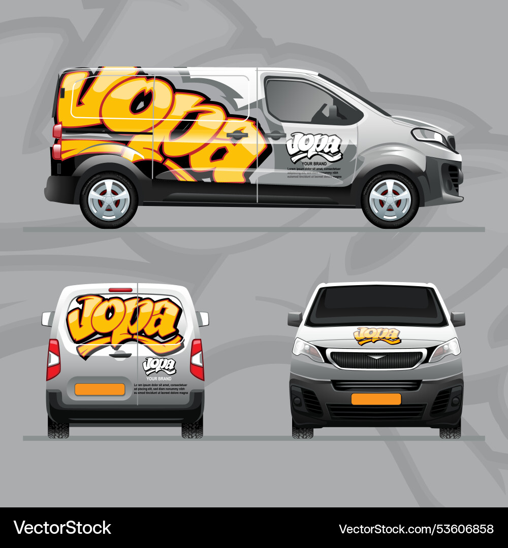 Minivan template set from all sides with brand Vector Image
