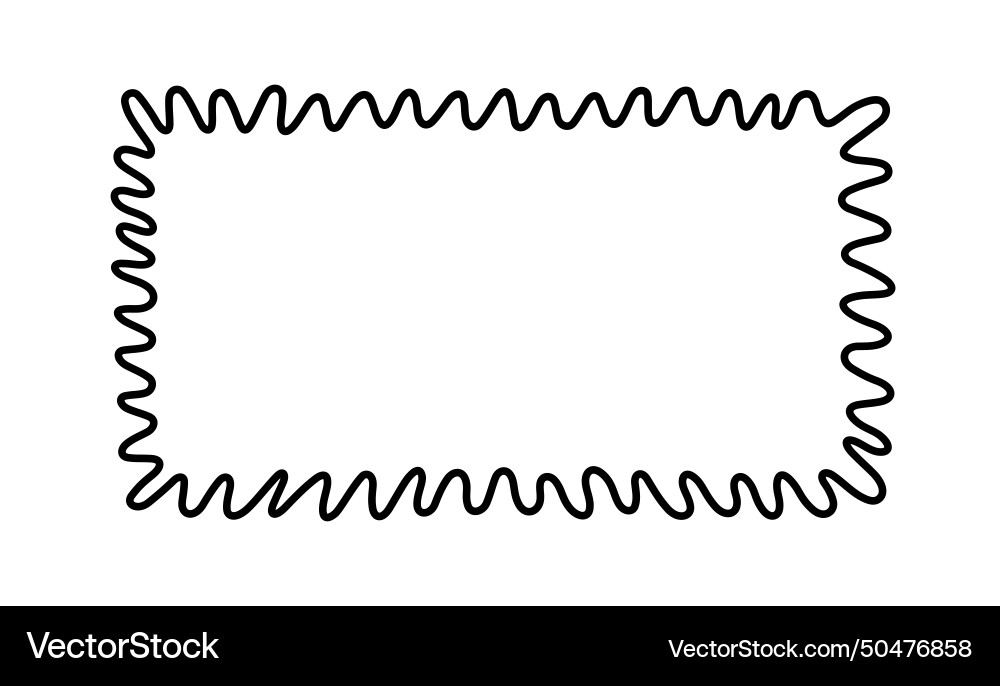 Scalloped wavy doodle line frame hand drawn wave Vector Image