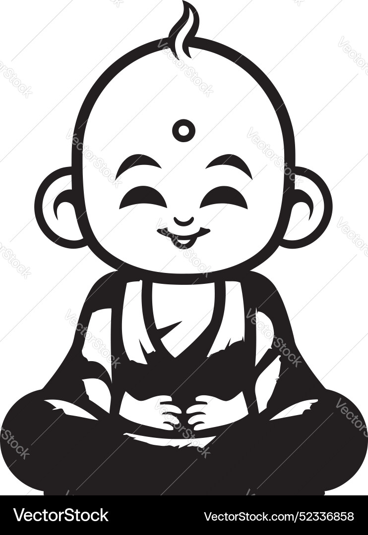 Serenity sprite black buddha emblem chibi zen Vector Image