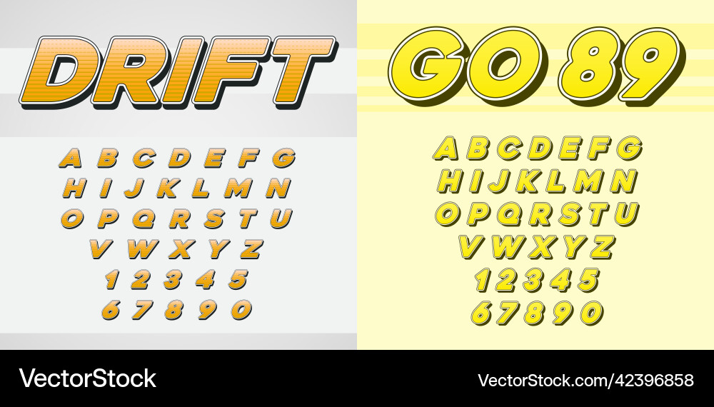 Speed Racing Fonts - Italic & Bold Royalty Free Vector