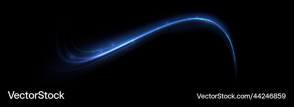 Blue light trail wave speed trace line twirl Vector Image