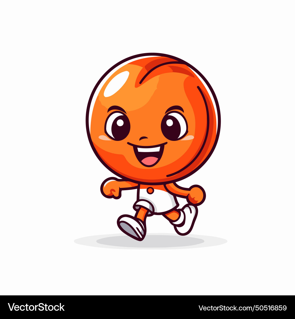 Cute cartoon orange ball character running Vector Image