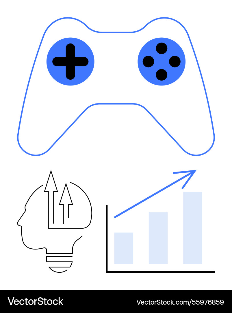 Game controller with growth chart and innovation Vector Image