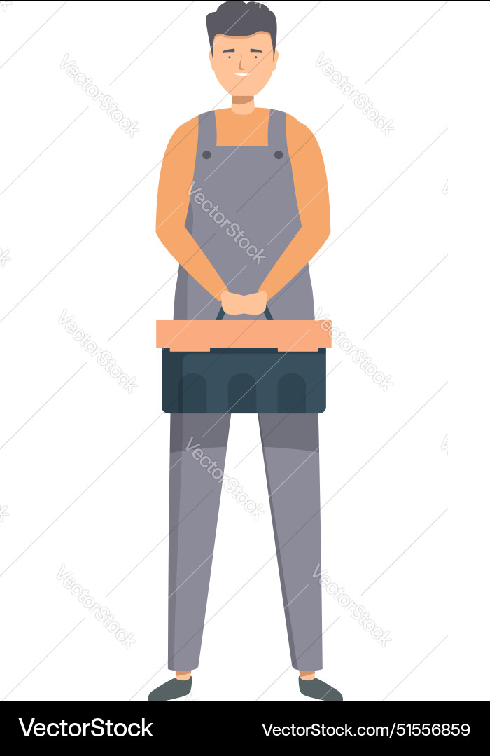 Handyman is holding a tool box and smiling Vector Image